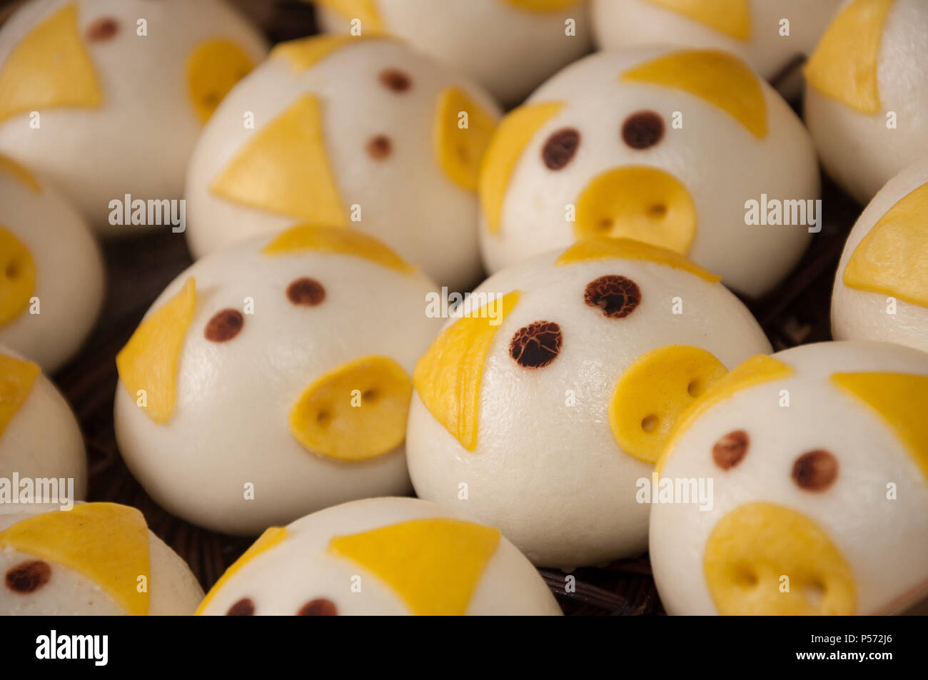 cute pig steamed bun Stock Photo - Alamy