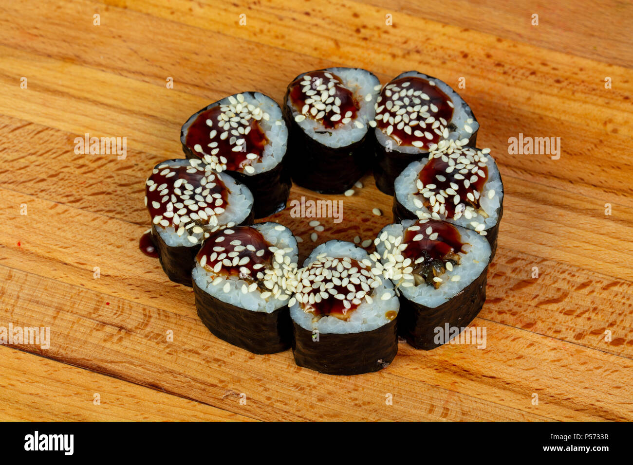 Unagi maki - japanese eel roll Stock Photo - Alamy