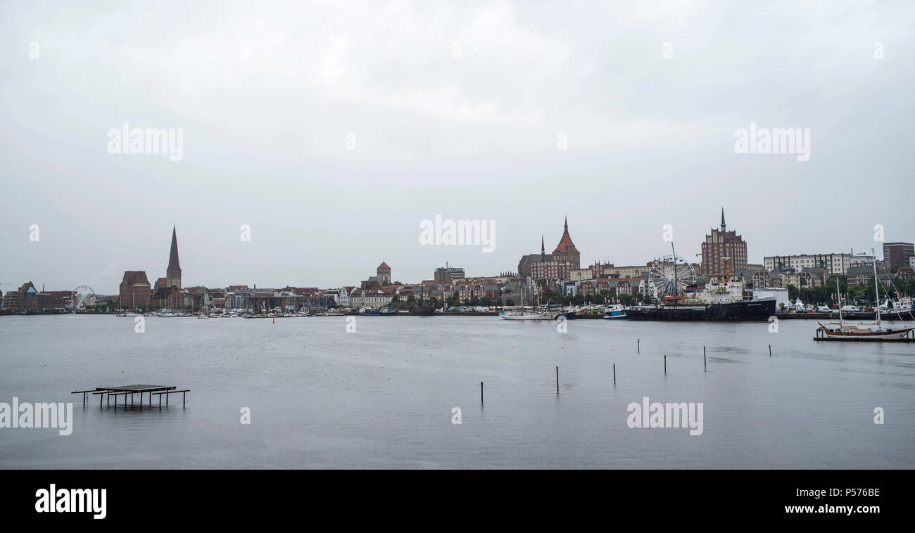 21 June 2018, Rostock, Germany: View of the decorated city harbor for ...