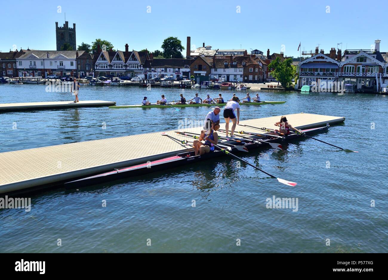 Crews practicing for the forthcoming Henley Royal Regatta starting 4th ...
