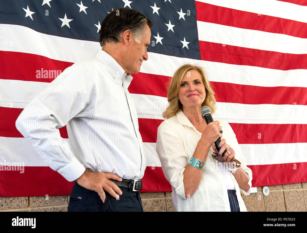 Orem, Utah, USA. 25th June, 2018. ANN ROMNEY introduces her husband ...