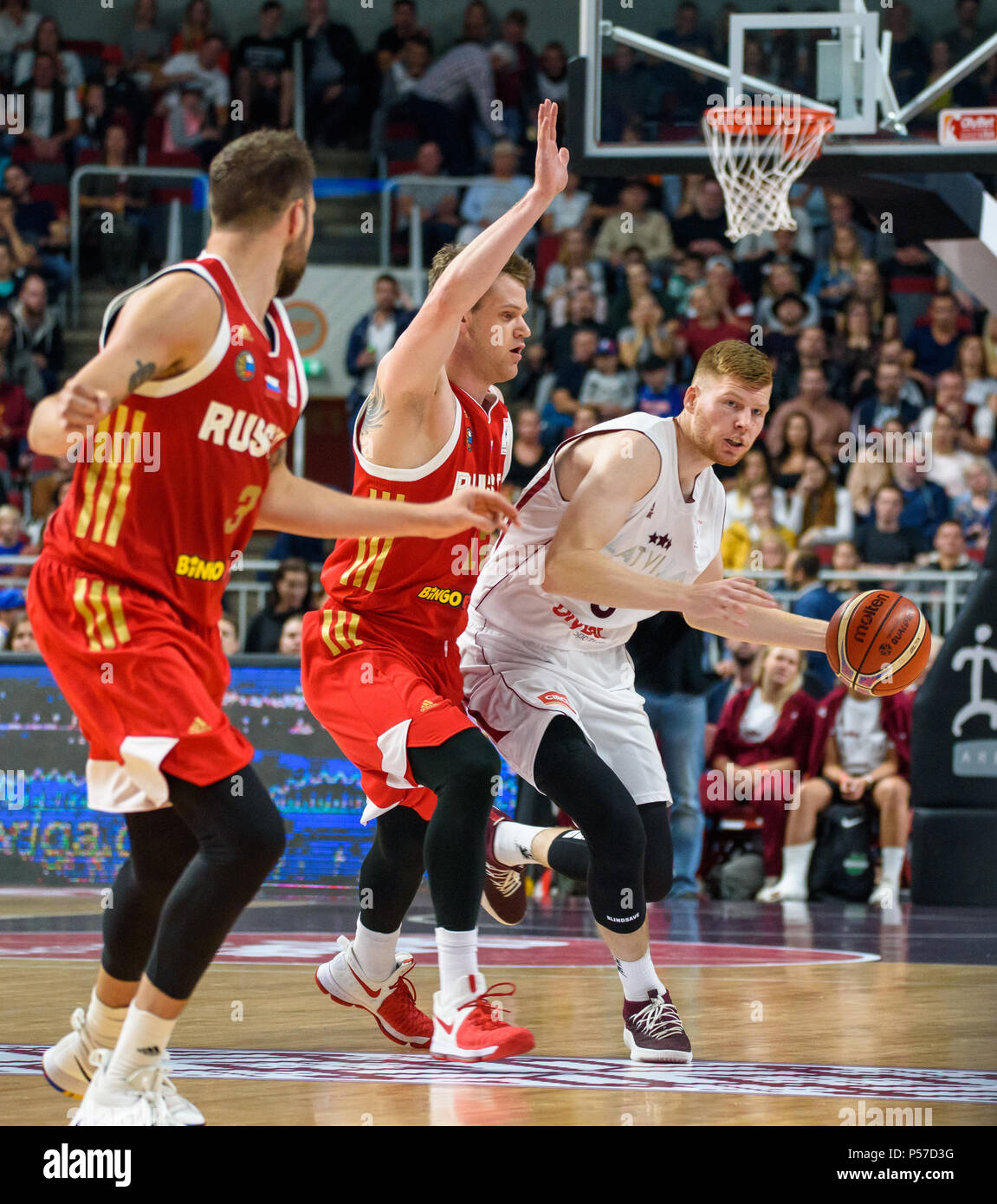 Riga, Latvia. 25th June, 2018. National men's basketball team of Latvia ...