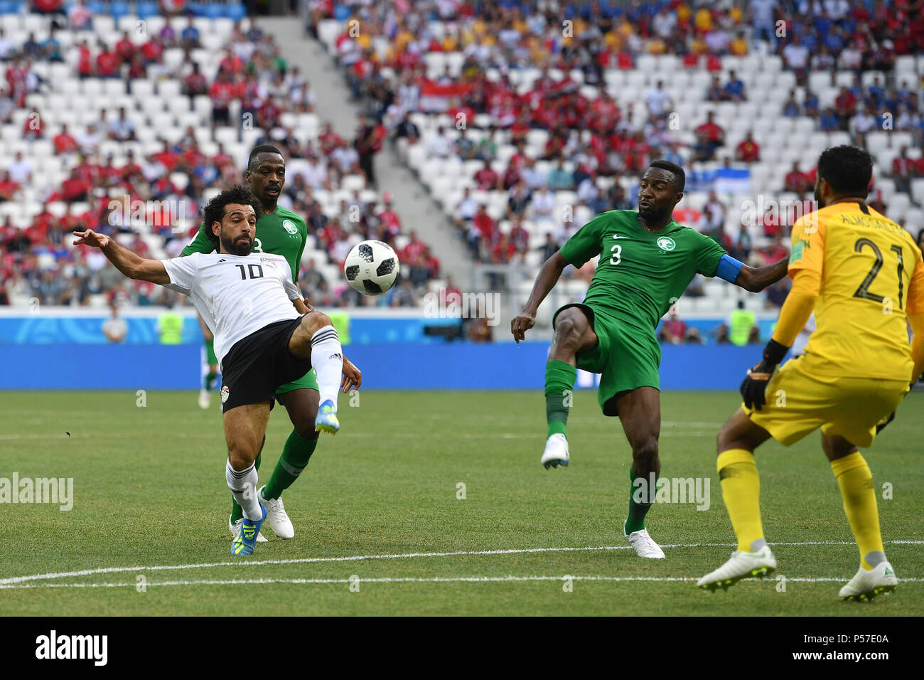 Volgograd, Russland. 25th June, 2018. Mohamed SALAH (EGY) scored the ...