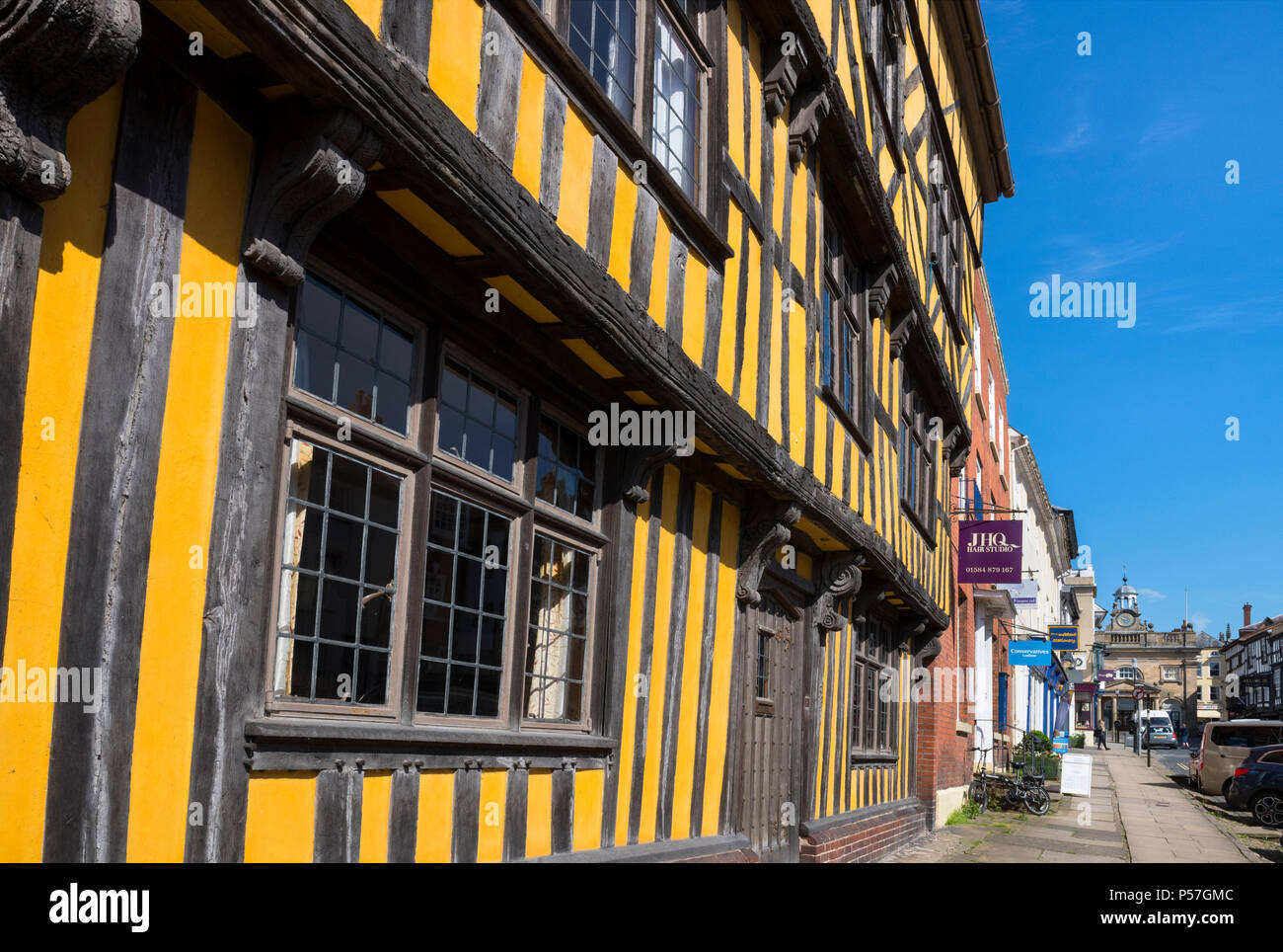Half-timbered buildings in Broad Street, Ludlow, Shropshire Stock Photo ...