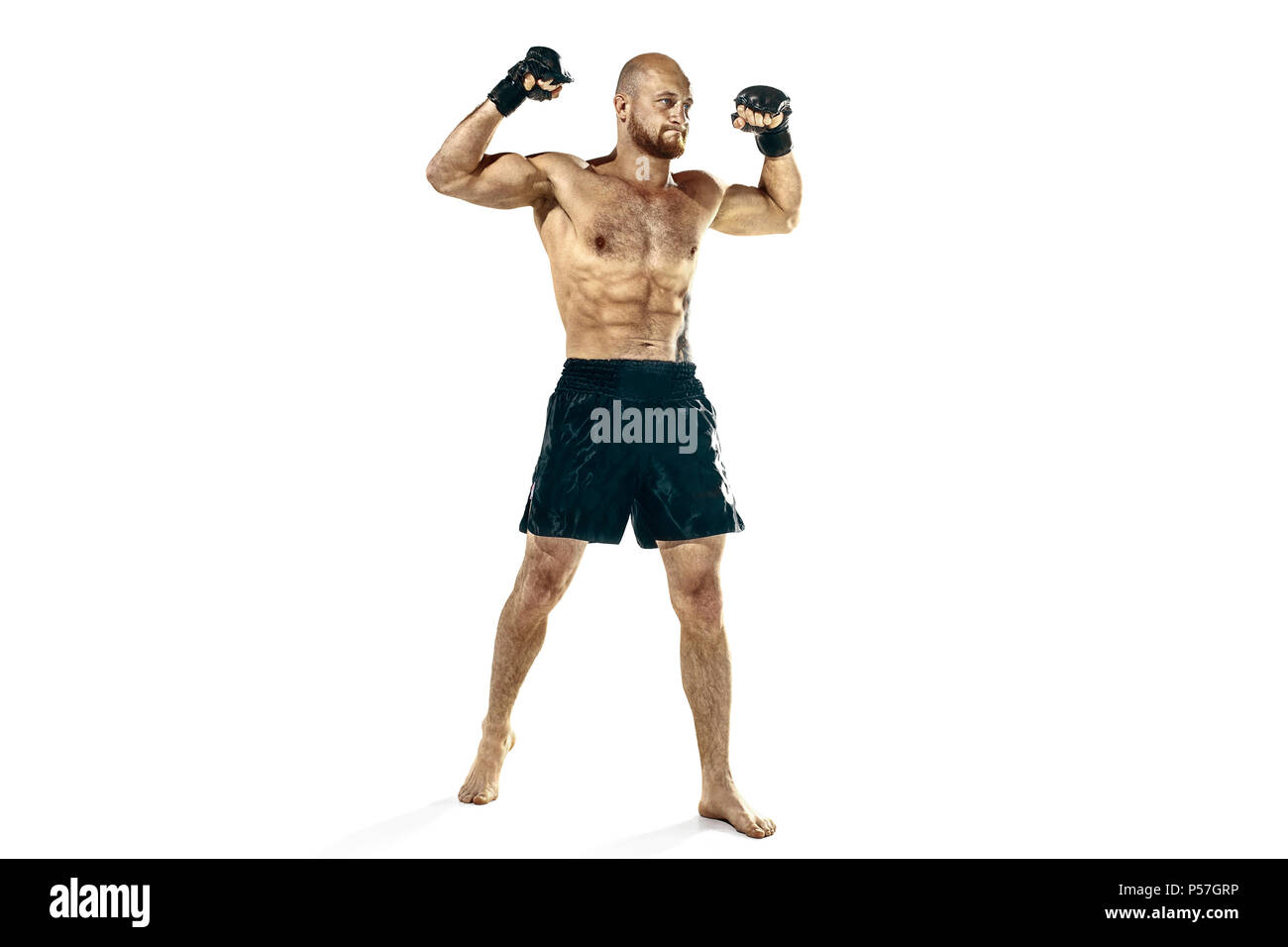 professional boxer boxing isolated on white studio background Stock ...