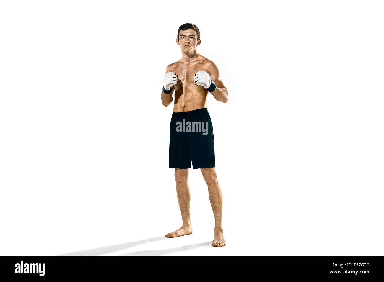 professional boxer boxing isolated on white studio background Stock ...