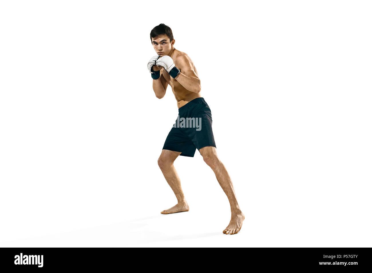professional boxer boxing isolated on white studio background Stock ...