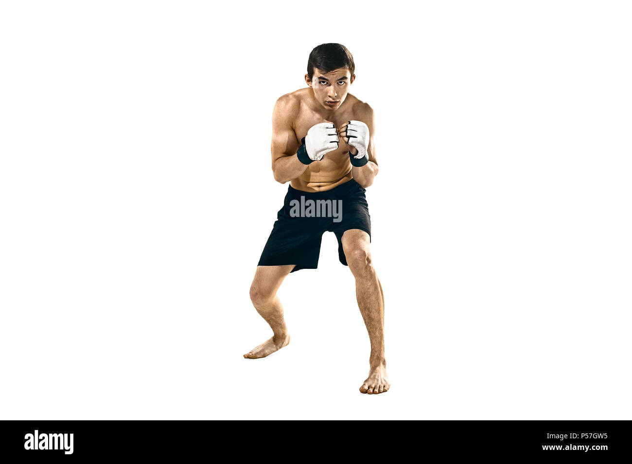professional boxer boxing isolated on white studio background Stock ...