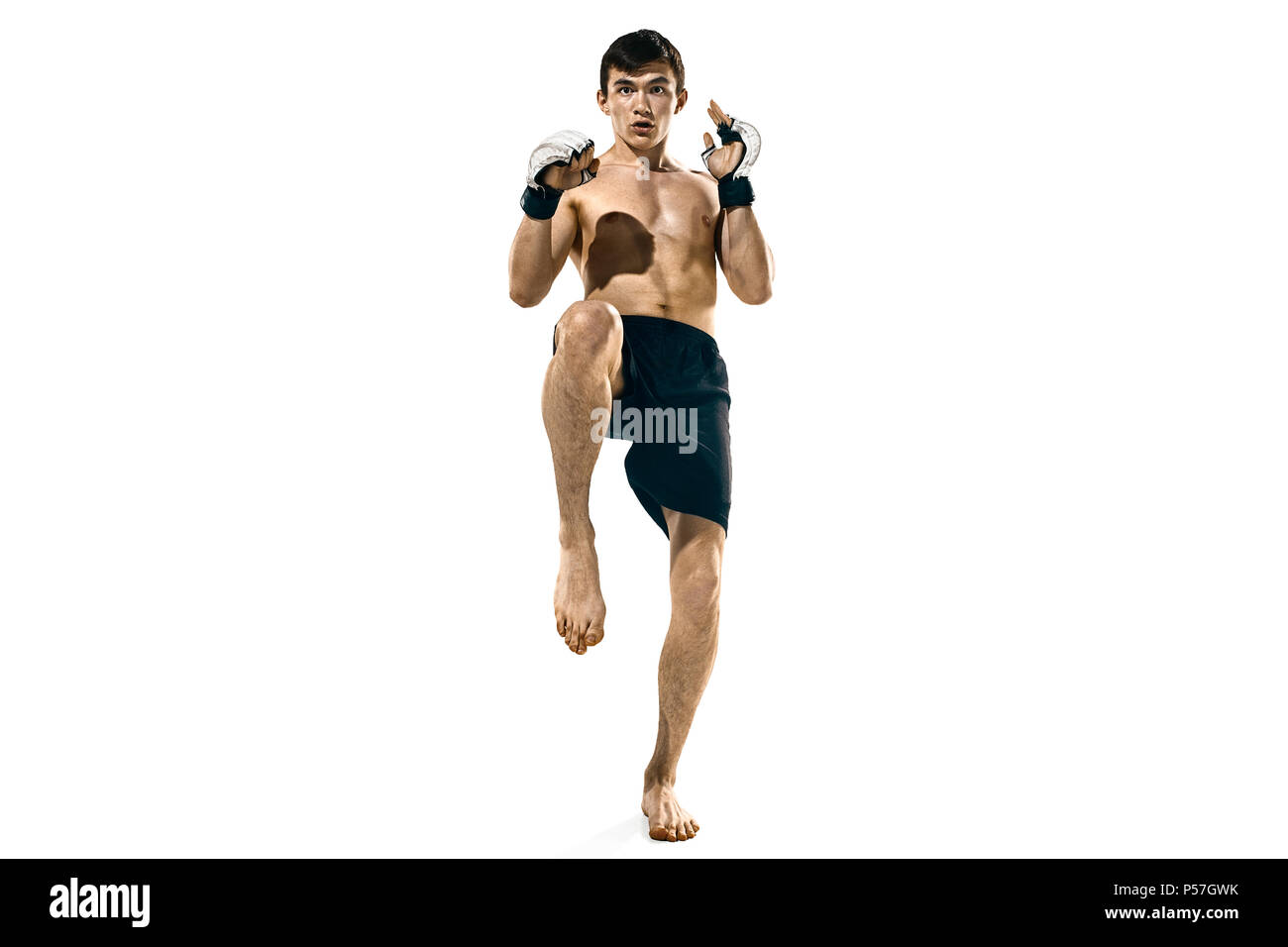 professional boxer boxing isolated on white studio background Stock ...