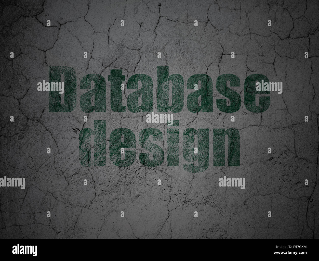 Programming concept: Database Design on grunge wall background Stock ...