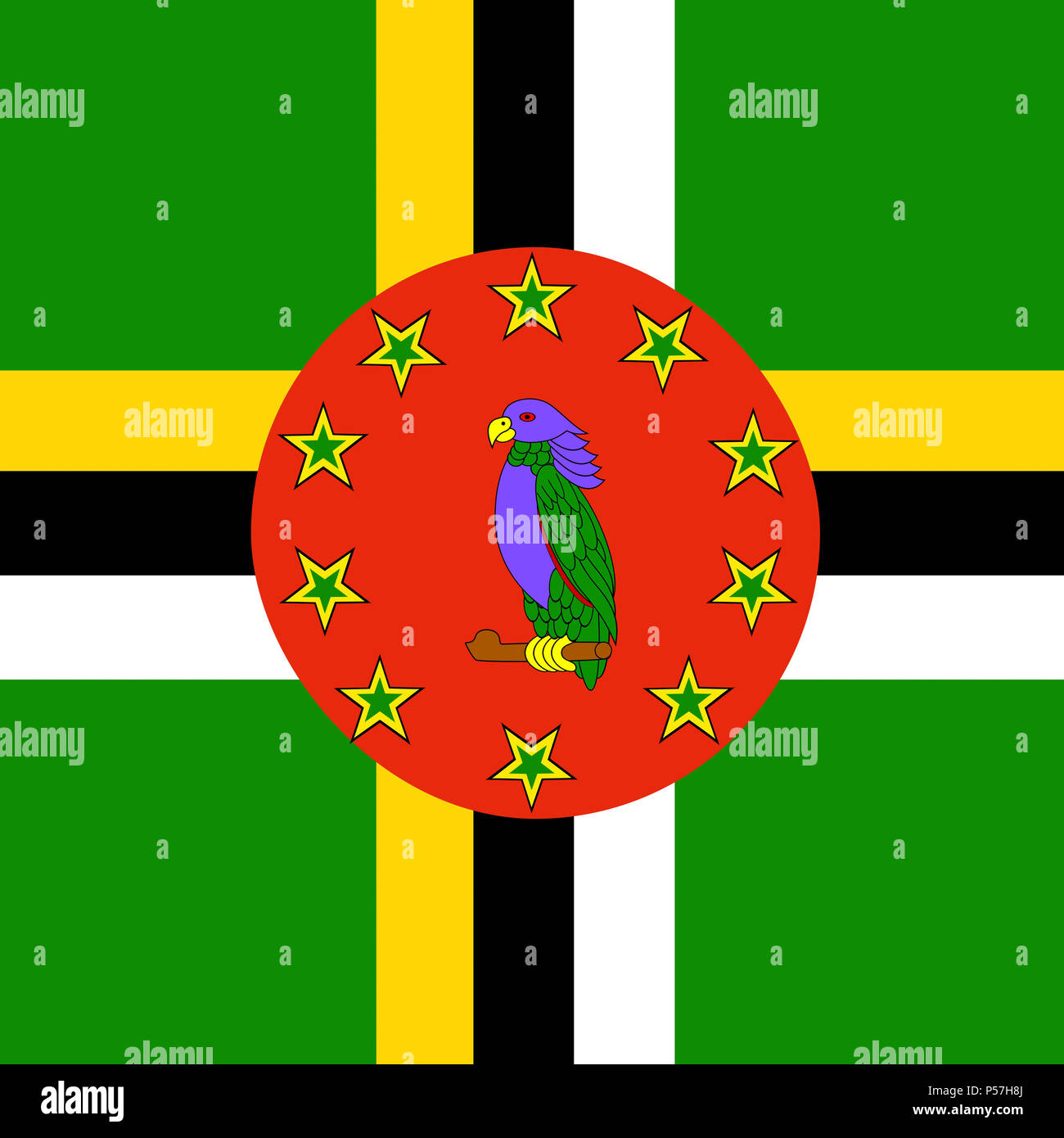 Official national flag of Dominica Stock Photo - Alamy