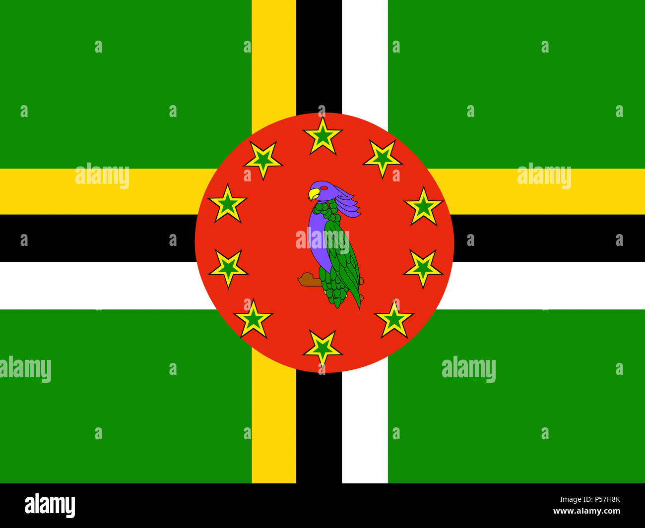 Official national flag of Dominica Stock Photo - Alamy