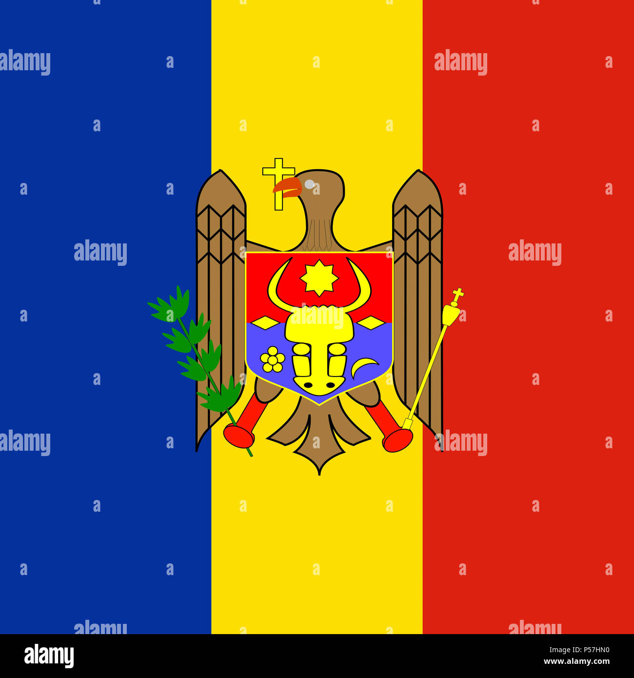 Official national flag of the Republic of Moldova, Moldova Stock Photo ...