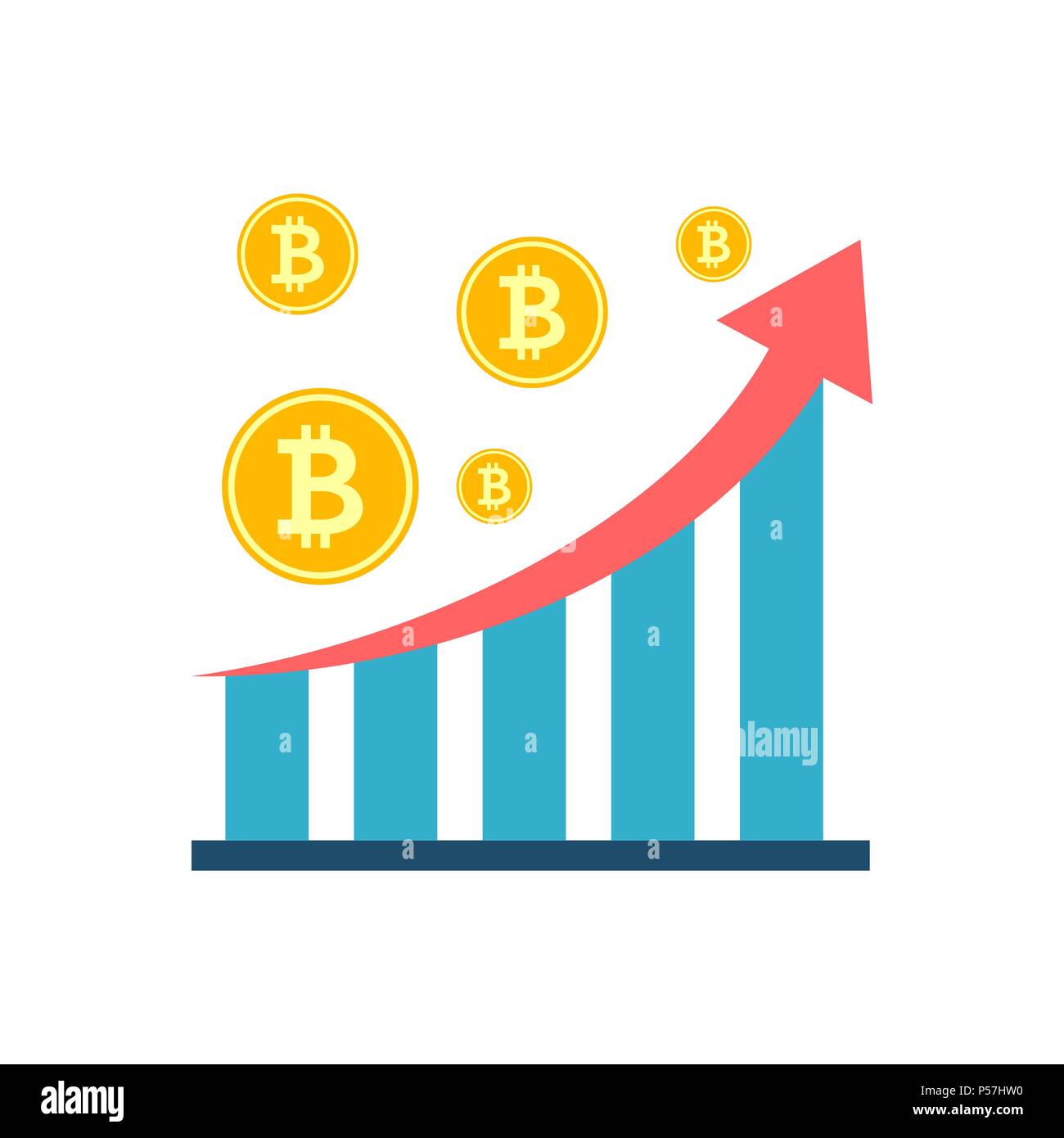 Analysis Concept Flat Vector Icon. Bitcoin, Coin, Chart, Bar. Isolated ...