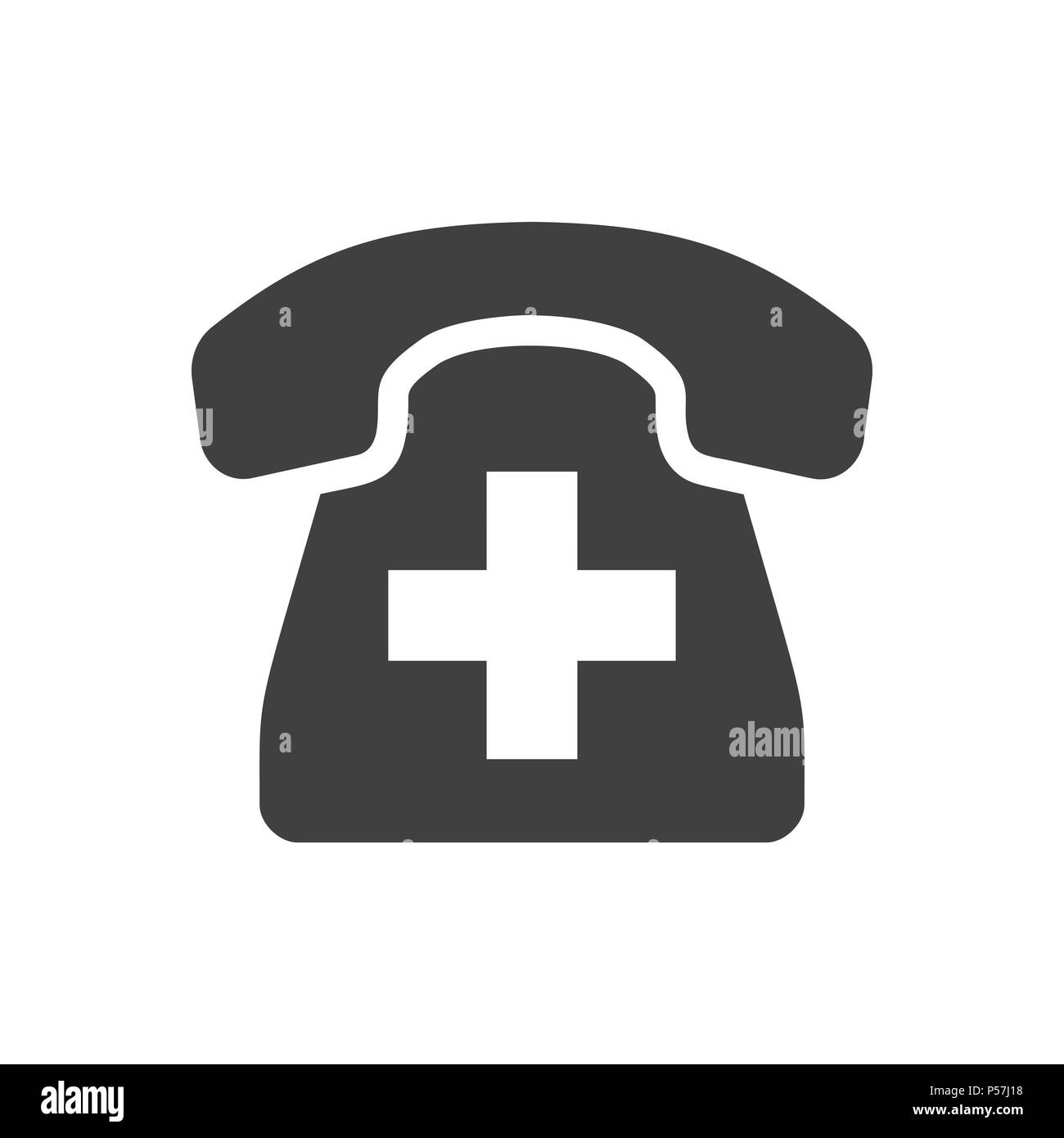 Emergency Phone, Cross Glyph Vector Icon. Isolated on the White ...