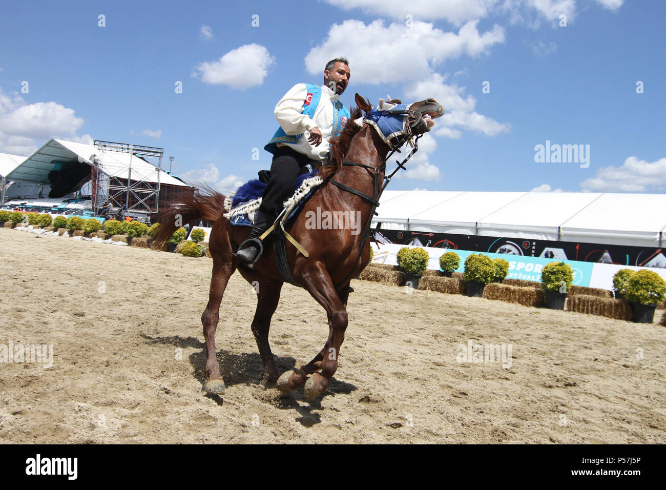 ISTANBUL, TURKEY - MAY 12, 2018: Turkish Javelin Game during Etnospor ...