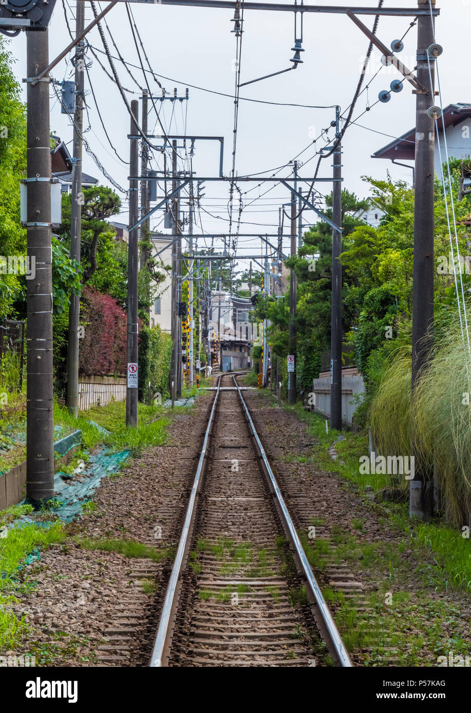 Railway Tracks in Kamakura - Japan Rail Stock Photo - Alamy
