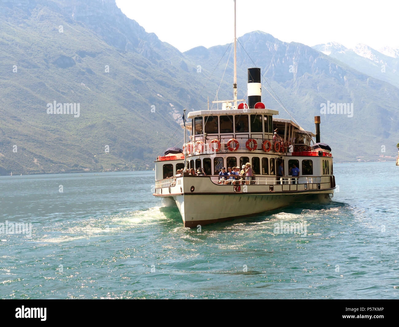 ITALIA paddle steamer built in 1909, on Lake Garda ,north Italy. Photo ...