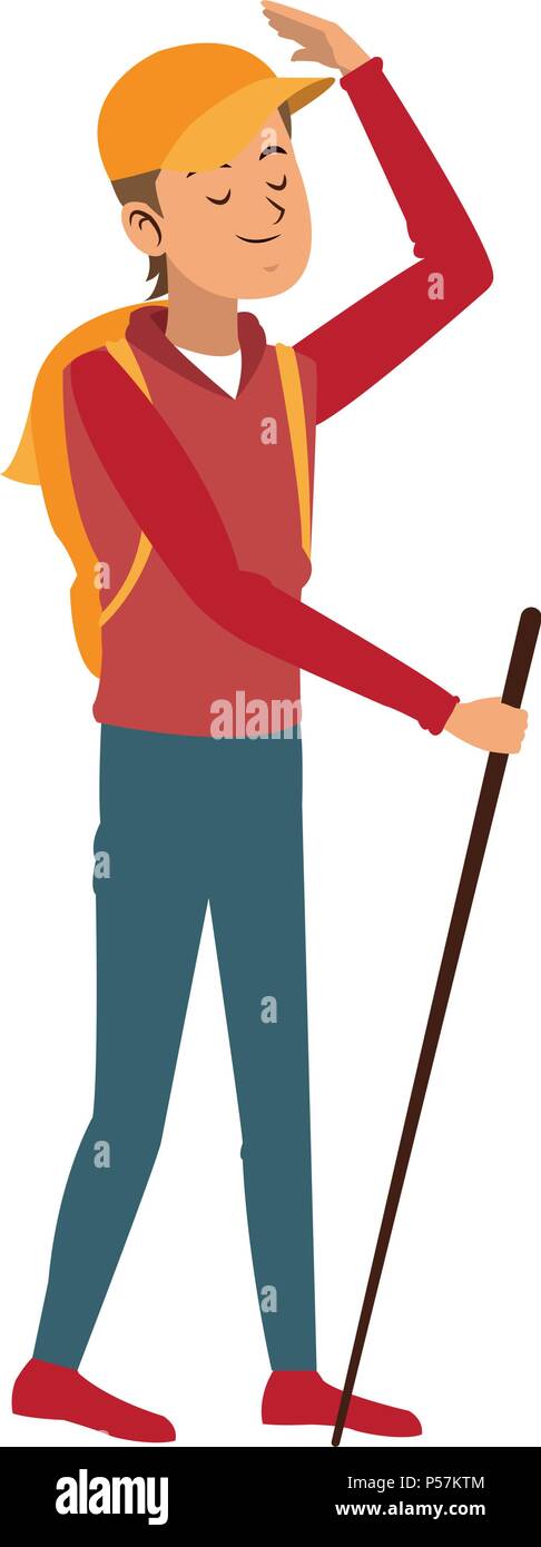 Man stick backpack Stock Vector Images - Alamy