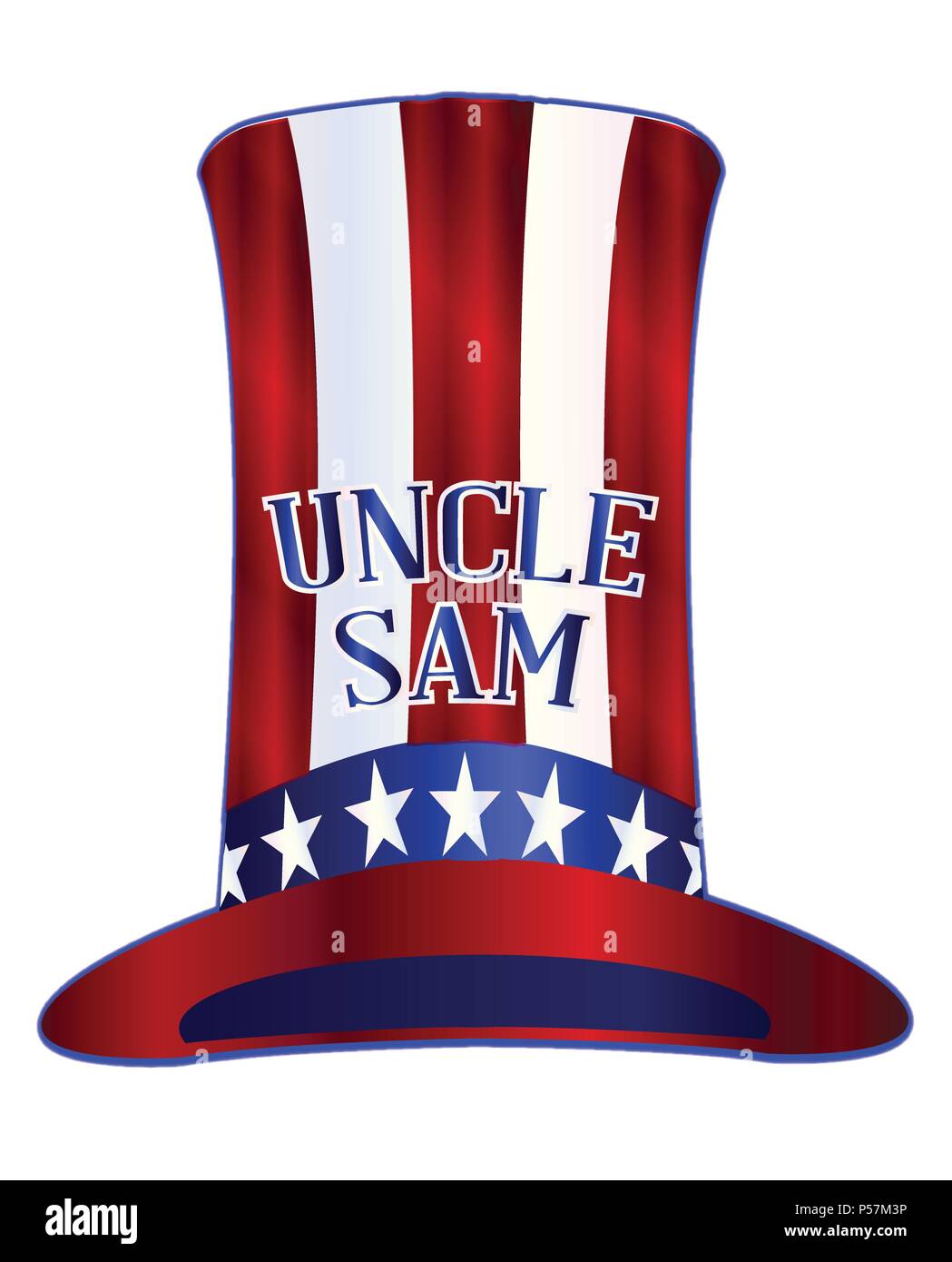 Red white and blue stars and stripes Uncle Sam tall hat with the legend ...