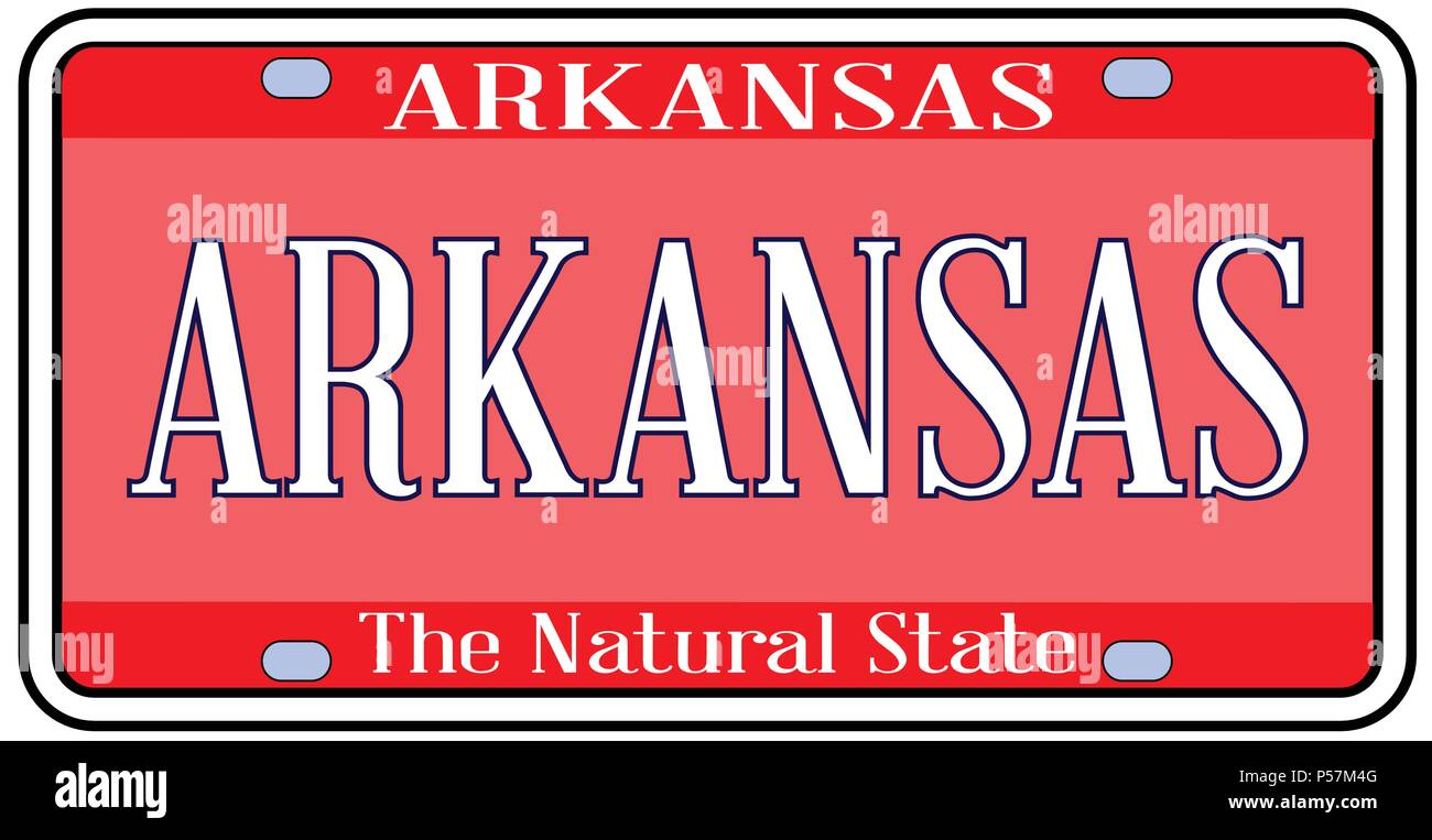 Arkansas state license plate in the colors of the state flag with ...