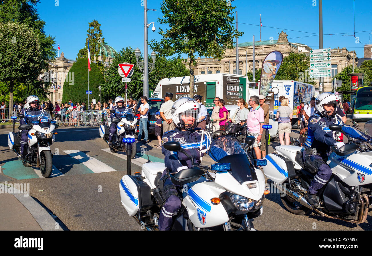 Strasbourg, Bastille day parade, formation of police officers ...