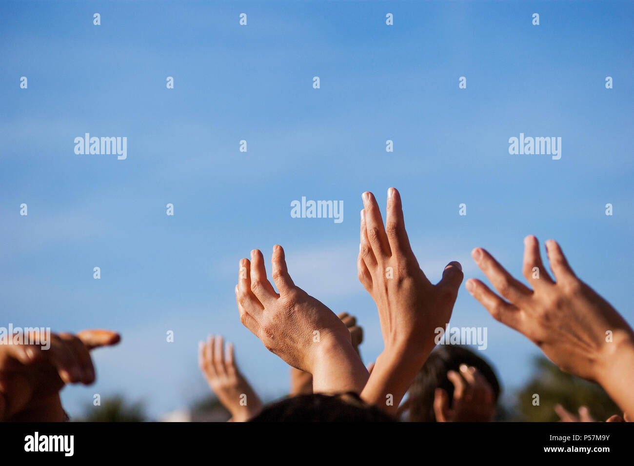 Hands raised protest hi-res stock photography and images - Alamy
