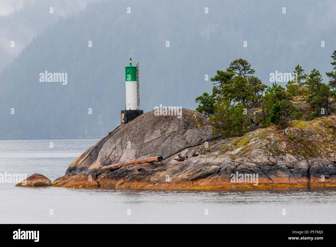 Solar powered buoy lights on the salt water inlet leading to Port ...