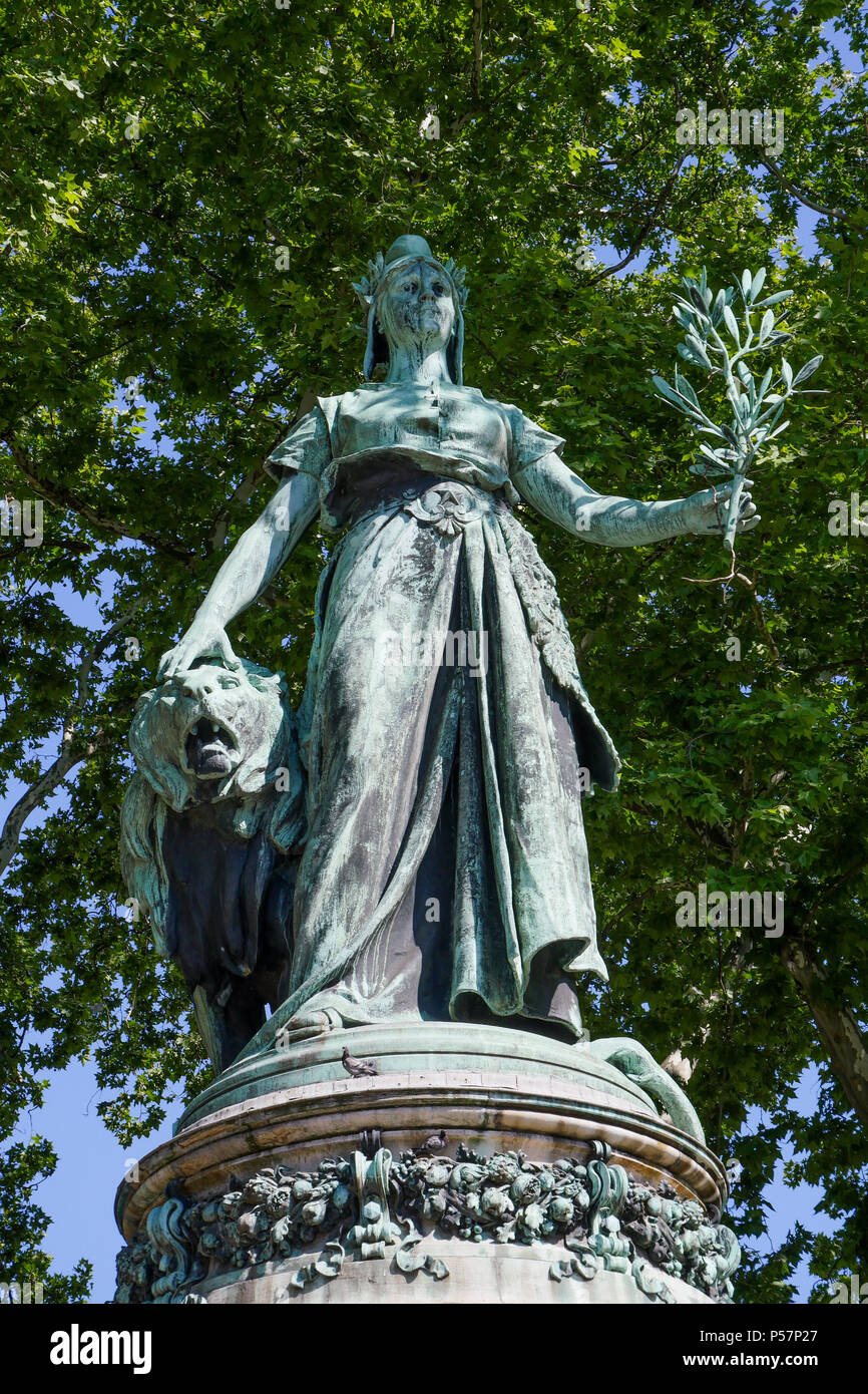 Statue dedicated to the glory of French Republic, Lyon, France Stock ...