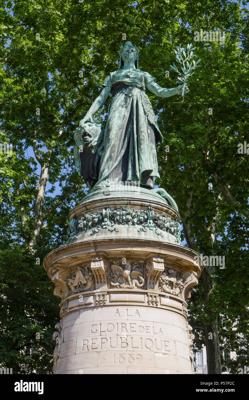 Statue dedicated to the glory of French Republic, Lyon, France Stock ...