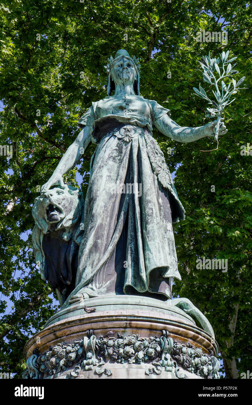 Statue dedicated to the glory of French Republic, Lyon, France Stock ...