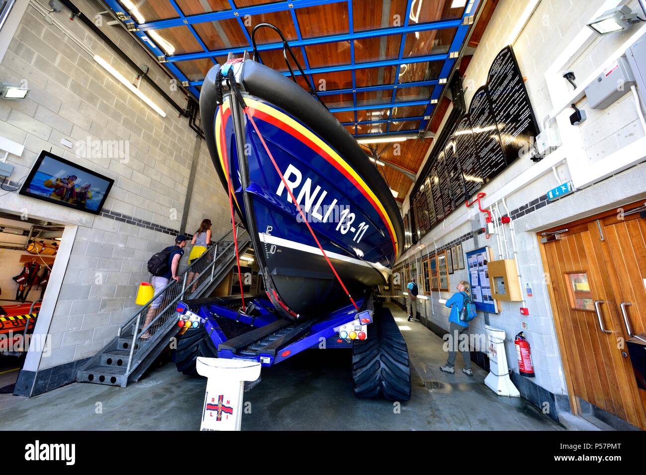 The st ives RNLI lifeboat inside and undercover Cornwall England uk ...