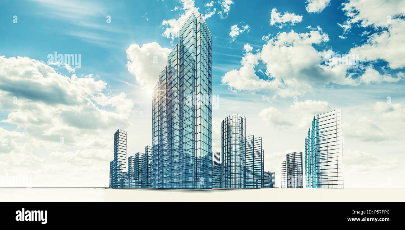 City scene 3d rendering Stock Photo - Alamy