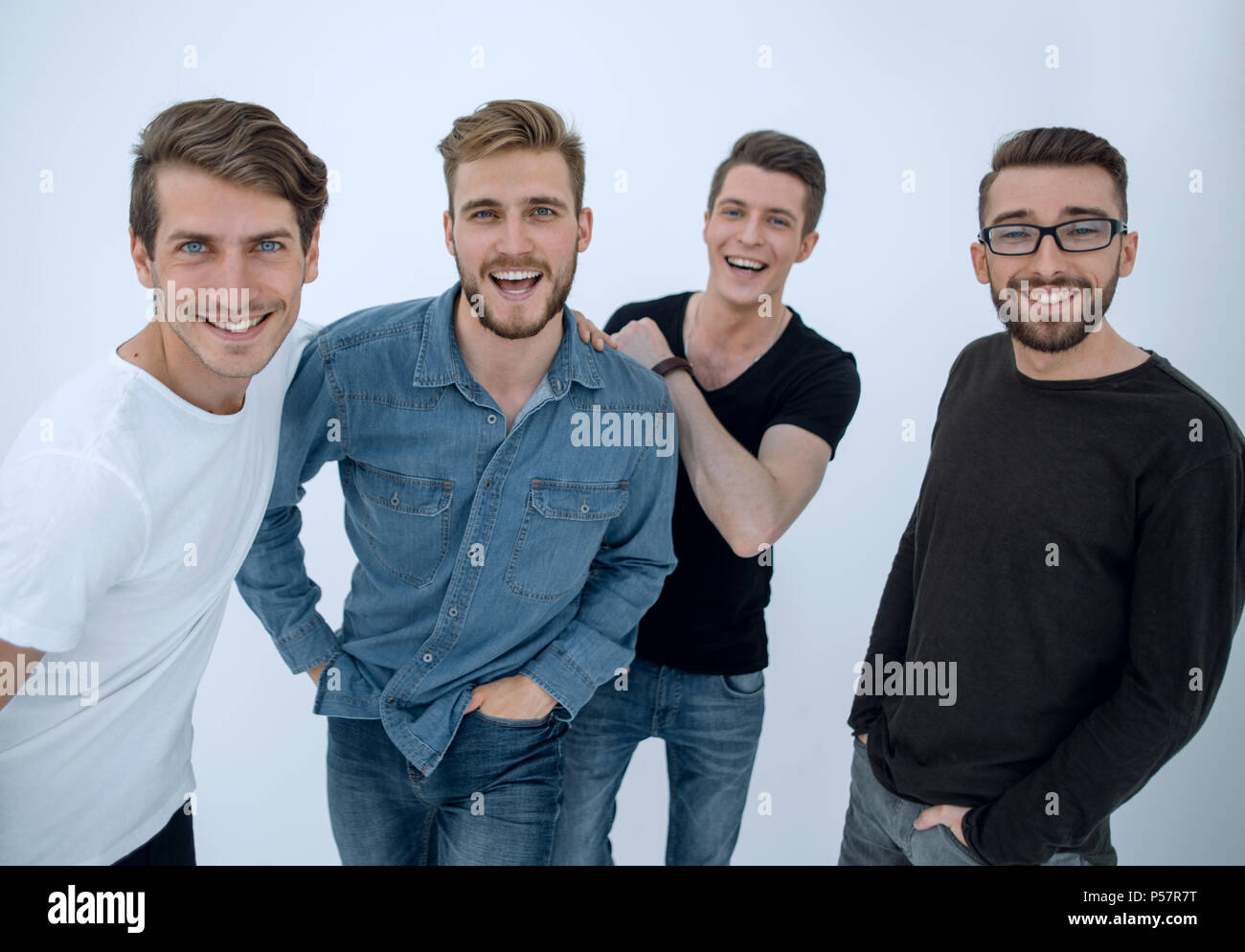 close up.a group of happy guys Stock Photo - Alamy