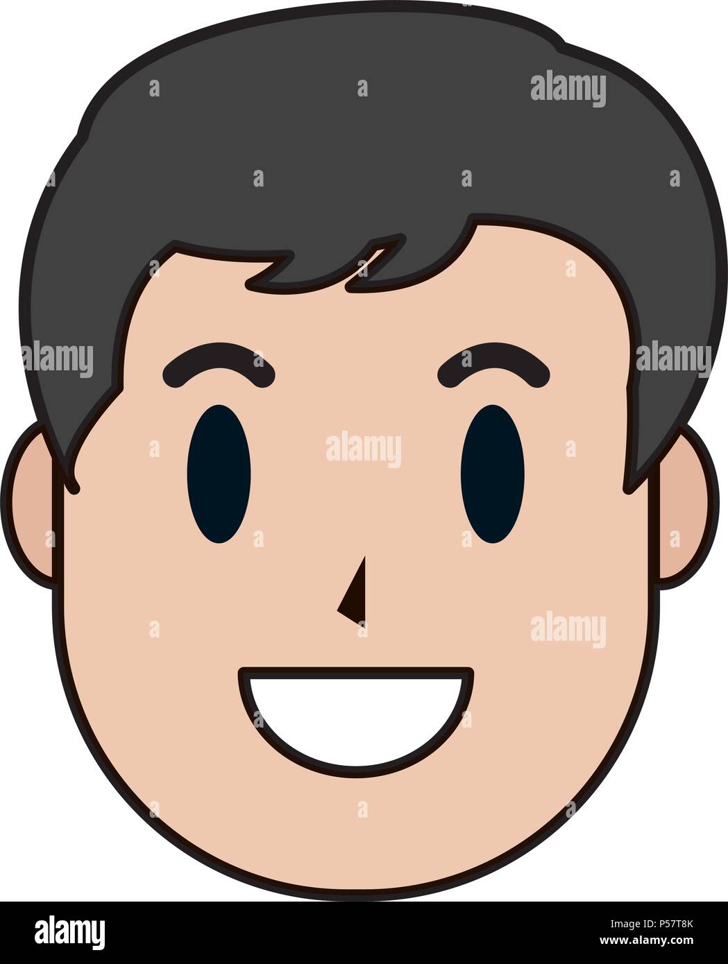 color happy man head with hairstyle design vector illustration Stock ...