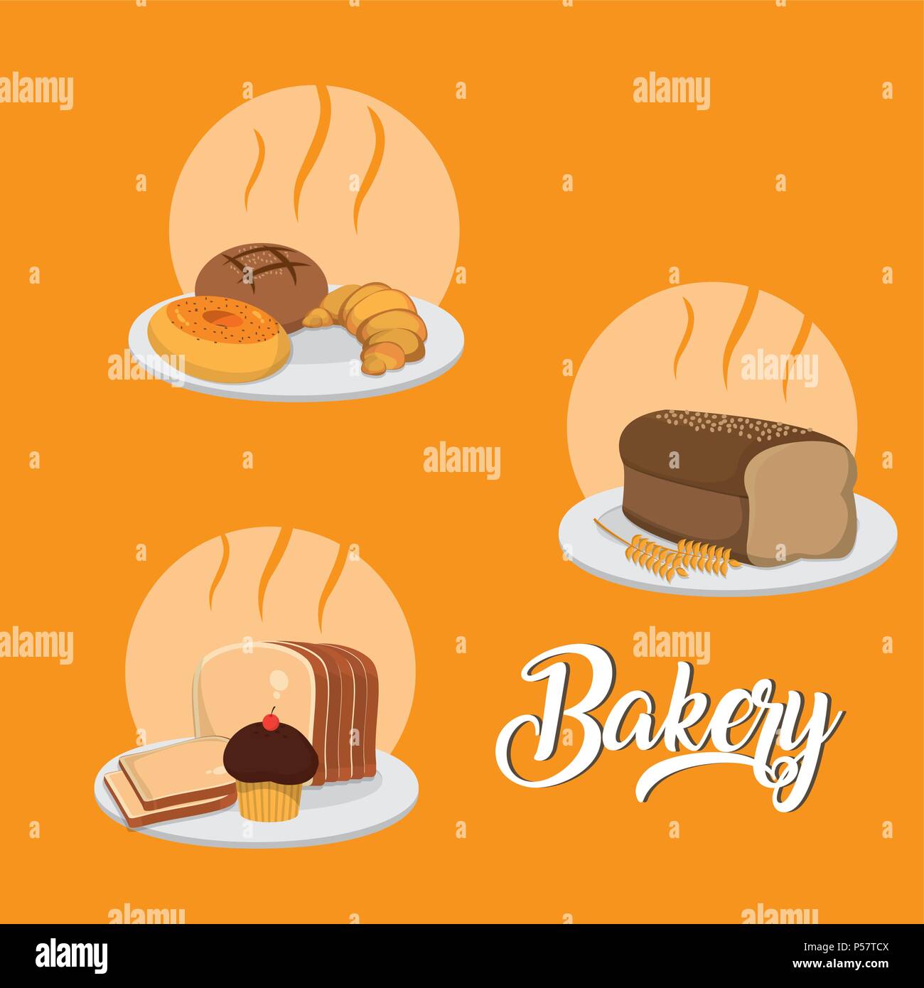 Set of bakery products icons vector illustration graphic design Stock ...