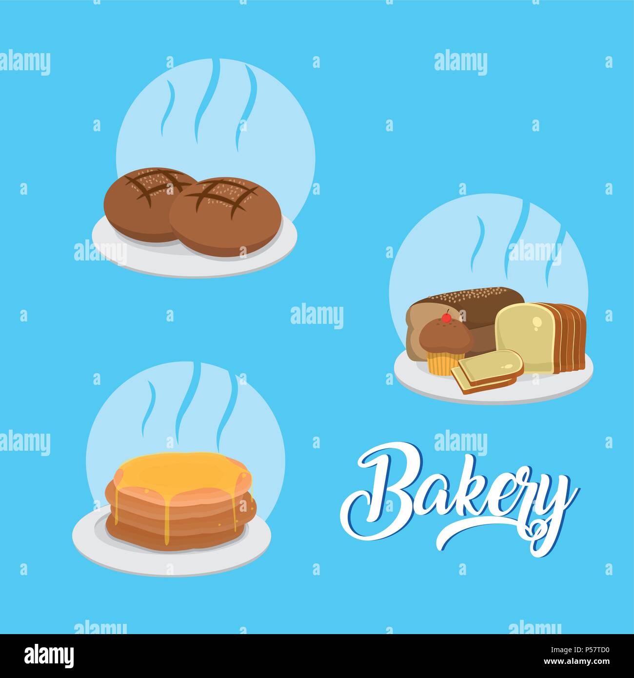 Set of bakery products icons vector illustration graphic design Stock ...