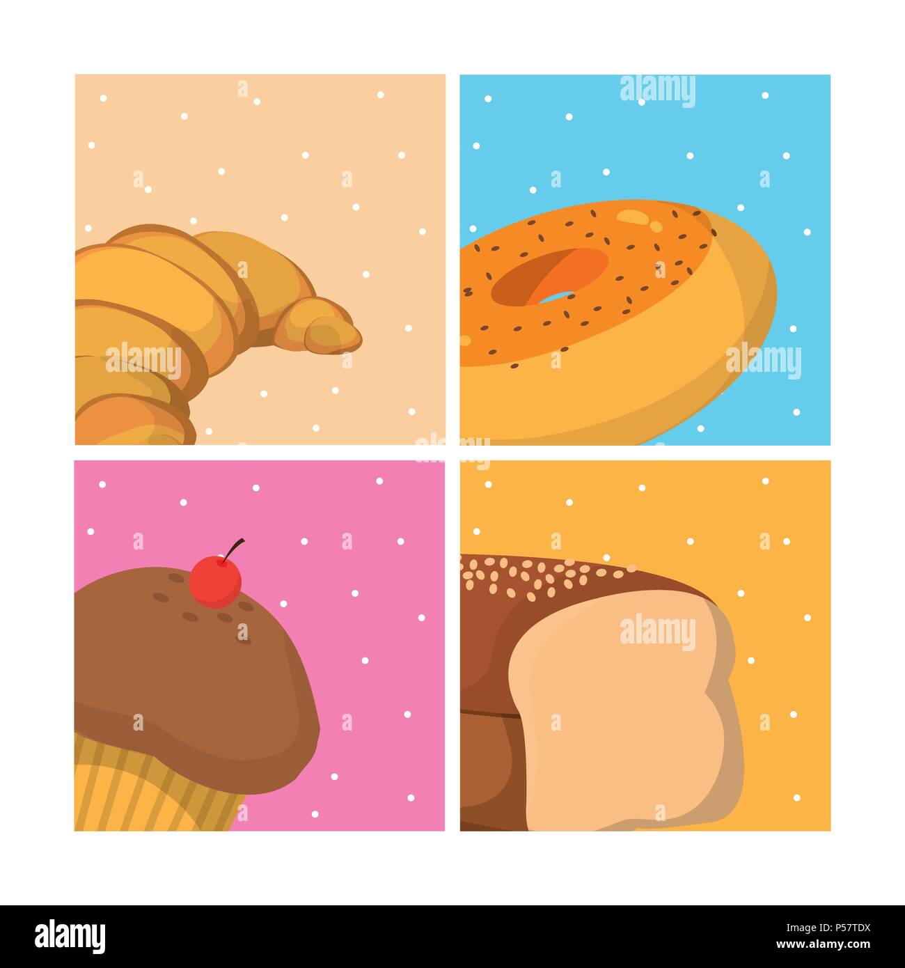 Set of bakery products icons vector illustration graphic design Stock ...