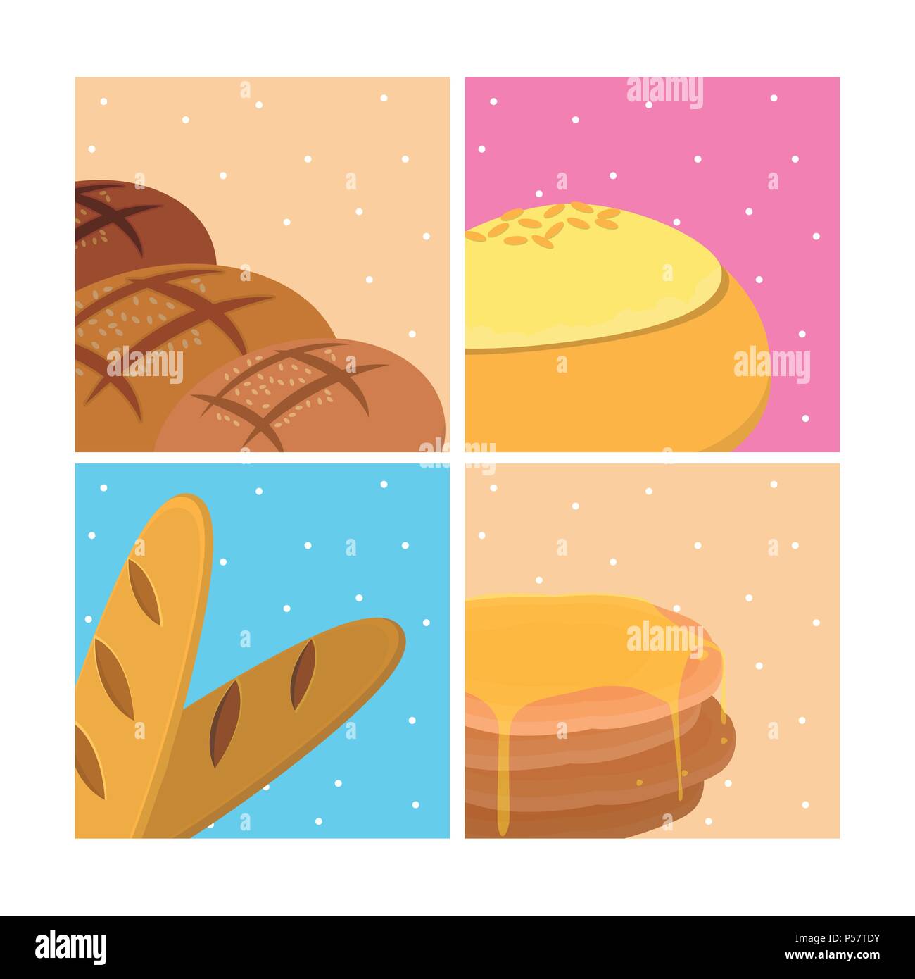Set of bakery products icons vector illustration graphic design Stock ...