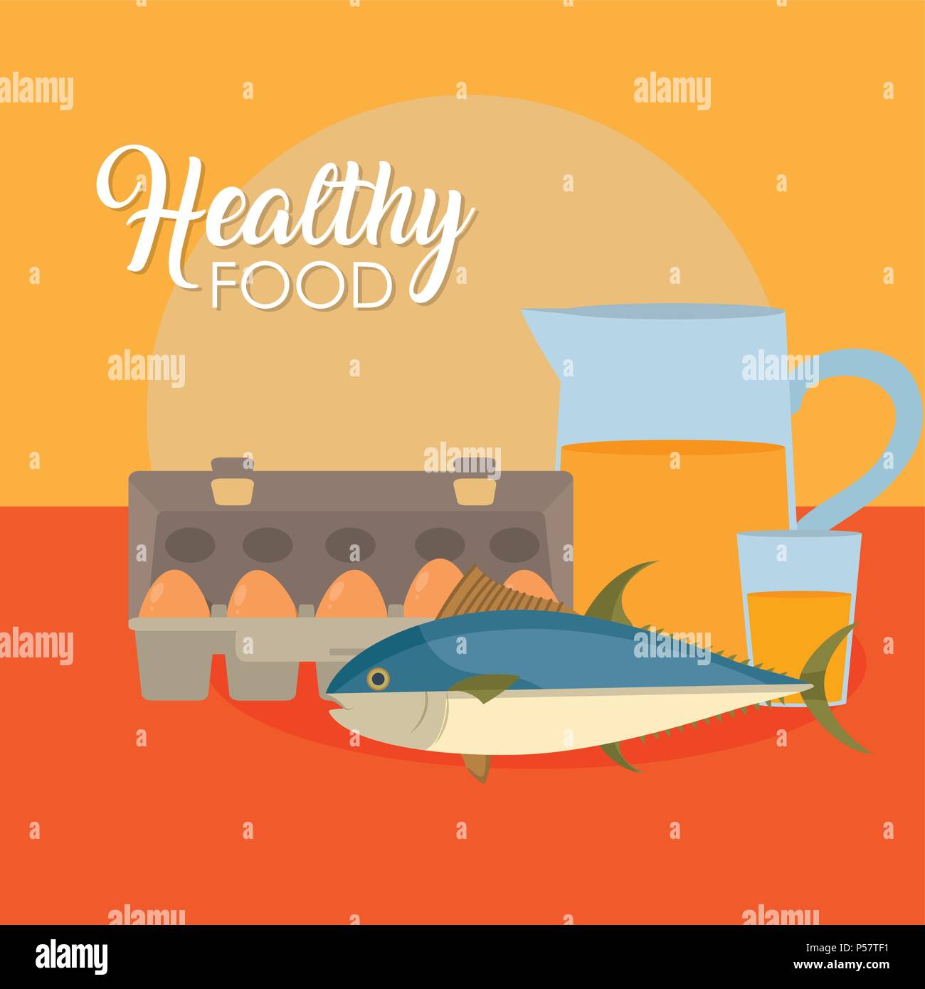 Juice with fish and eggs vector illustration graphic design Stock ...