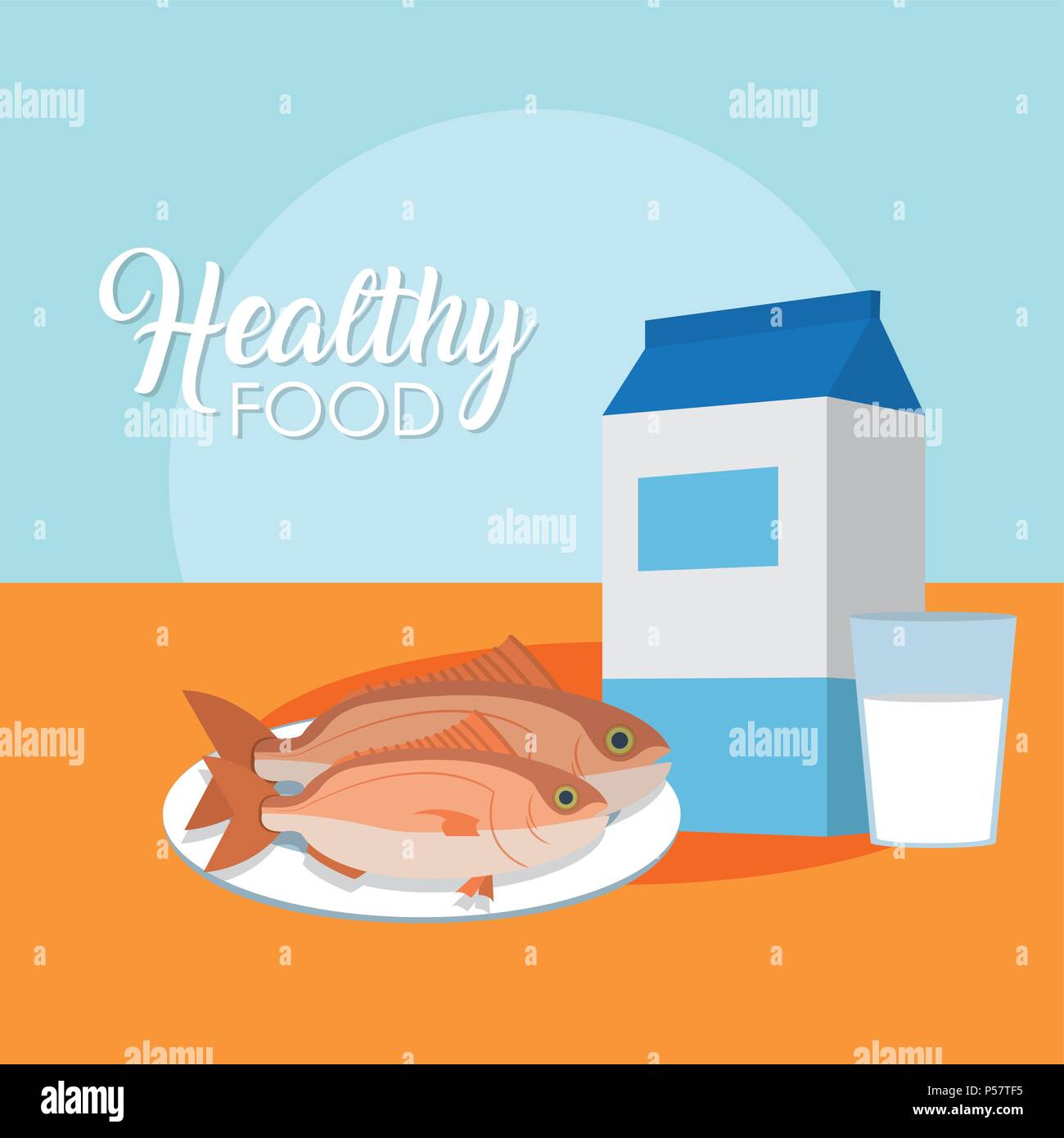 Milk box and cup with fishes seafood vector illustration graphic design ...