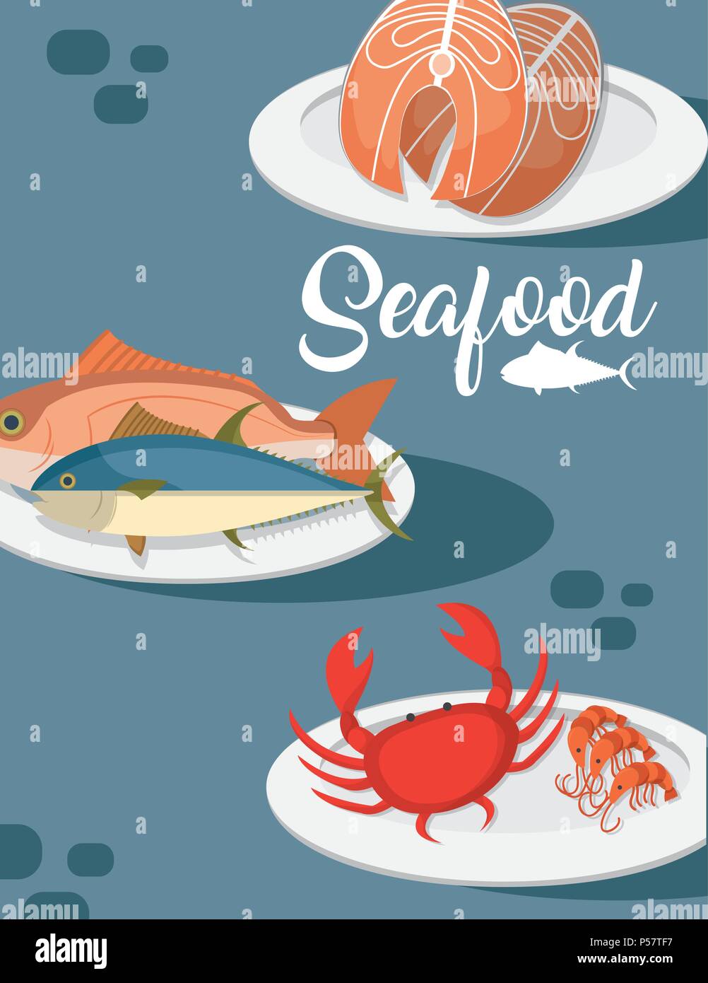 Delicious seafood on dishes vector illustration graphic design Stock ...