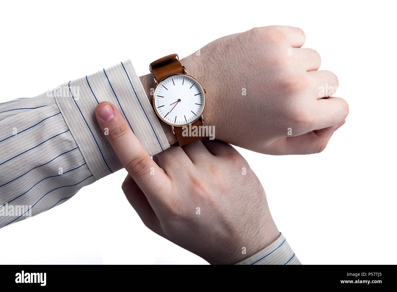 man looking at the time close up isolated Stock Photo - Alamy