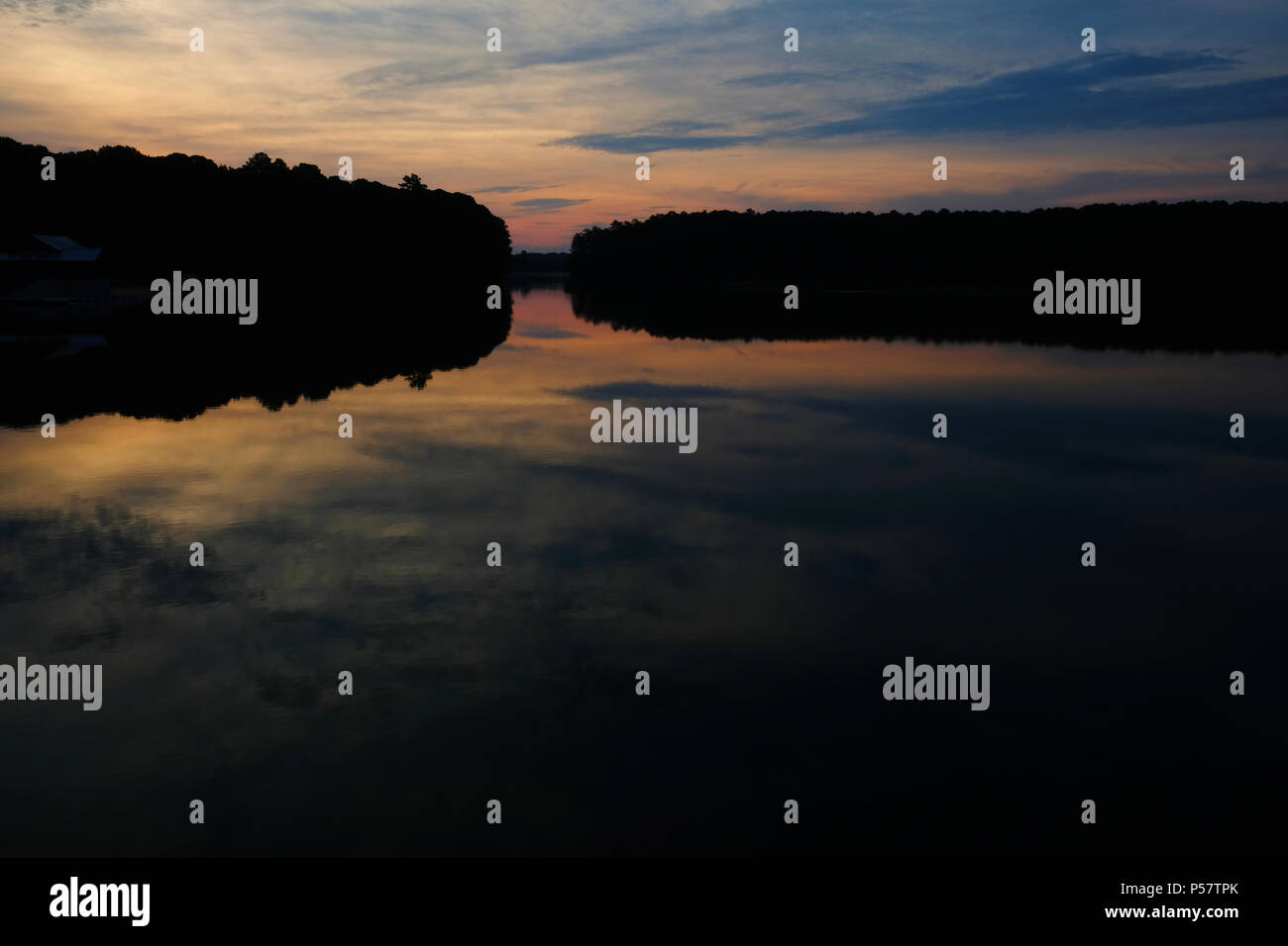 Morning twilight at Lake Johnson Park in Raleigh North Carolina Stock ...