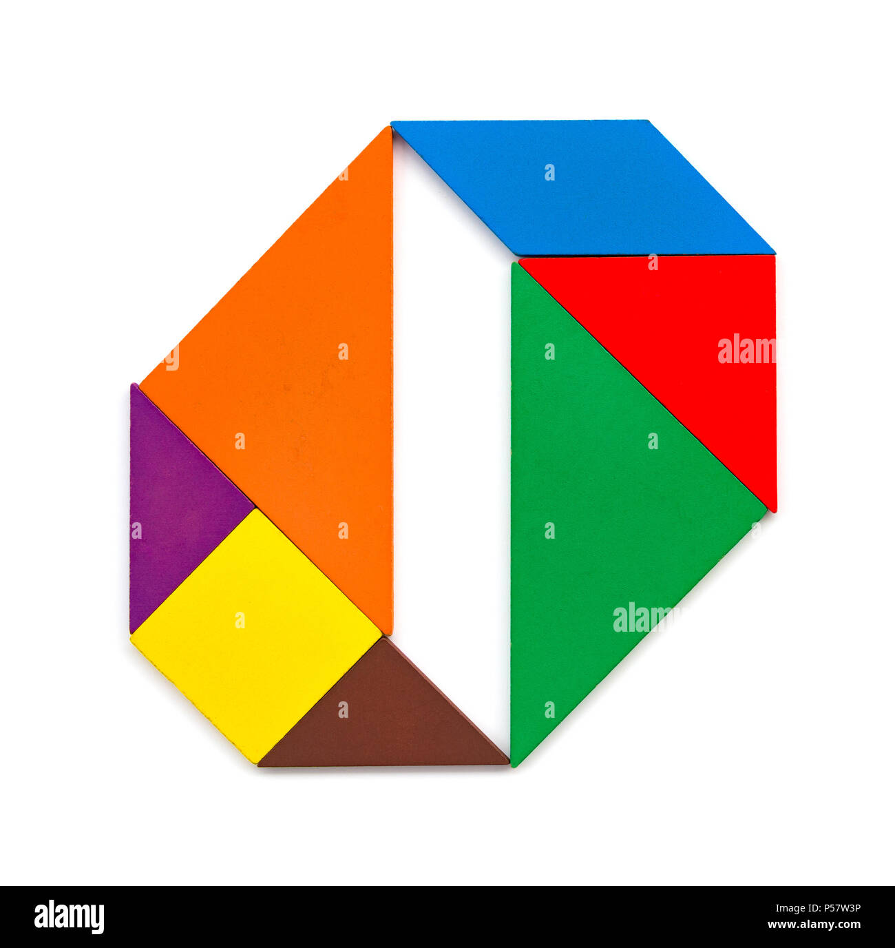 tangram shaped like a letter O on white background Stock Photo - Alamy