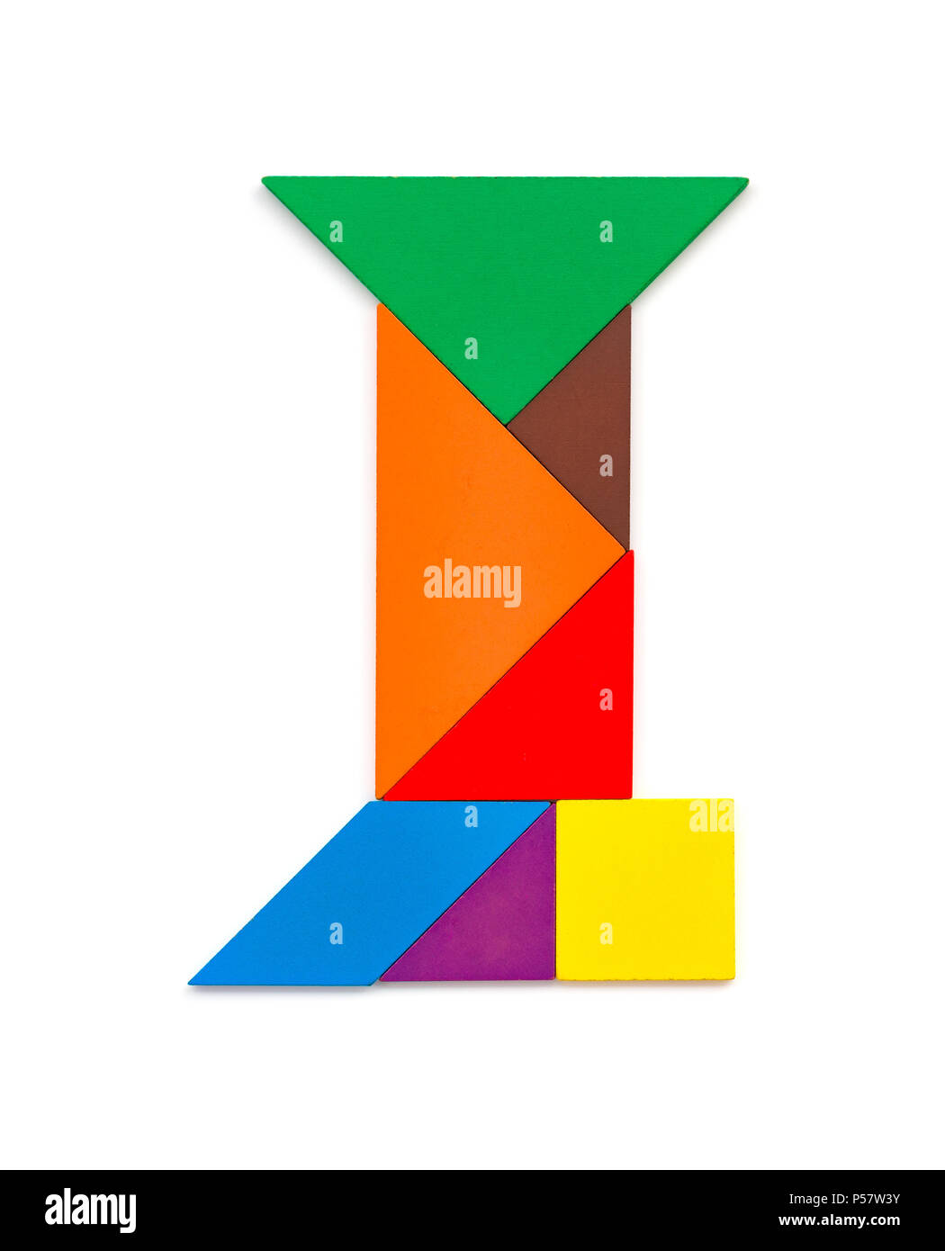 tangram shaped like a letter I on white background Stock Photo - Alamy