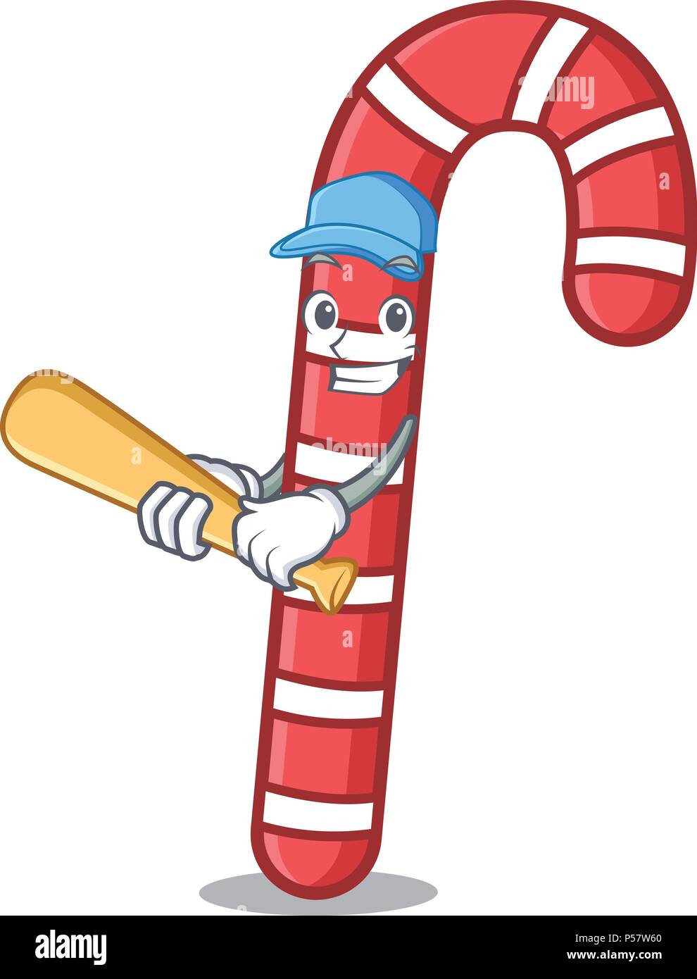 Playing baseball candy canes character cartoon Stock Vector Image & Art ...