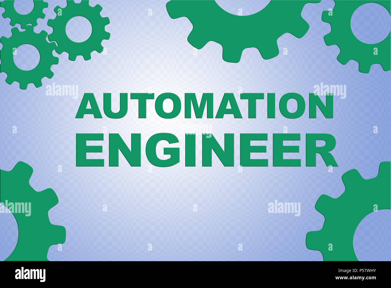 AUTOMATION ENGINEER concept sign concept illustration with green gear ...