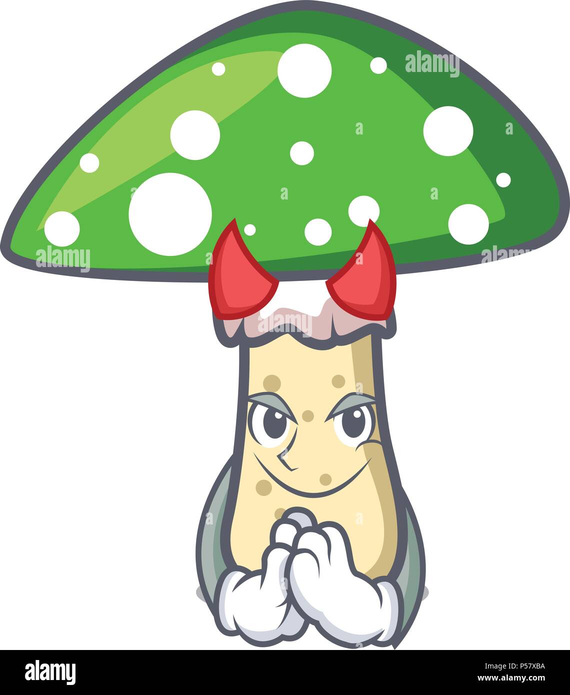 Devil green amanita mushroom mascot cartoon Stock Vector Image & Art ...
