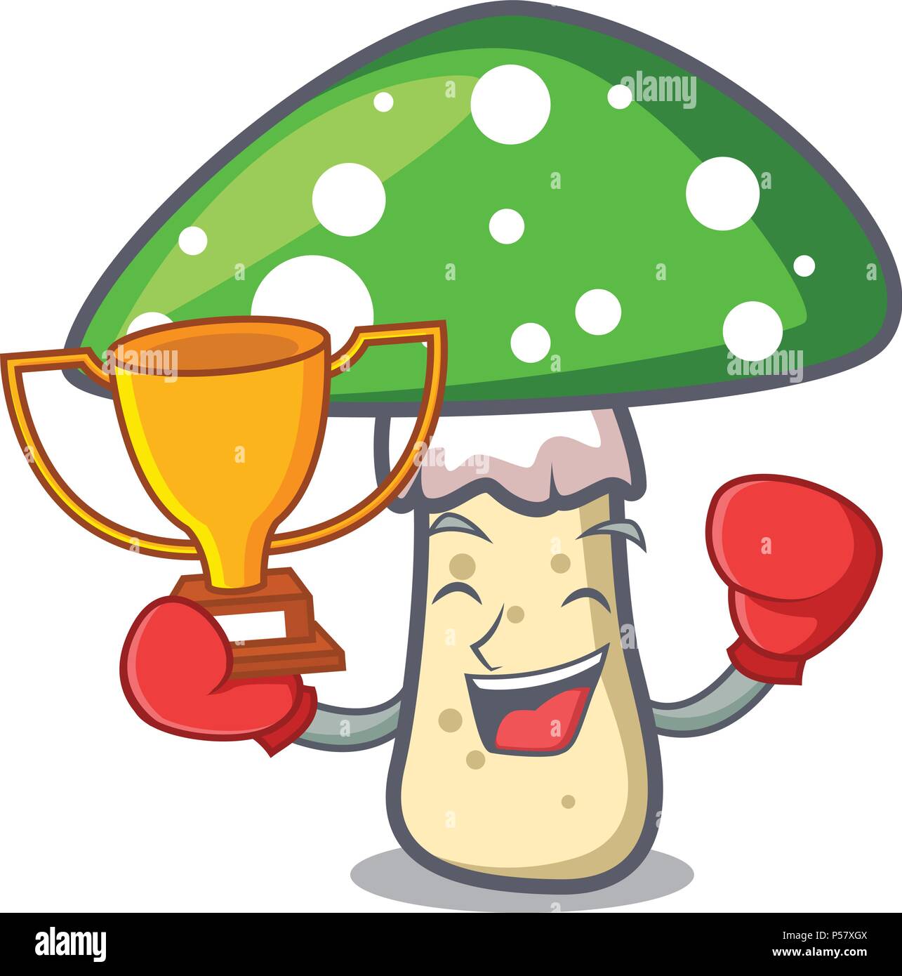 Boxing winner green amanita mushroom mascot cartoon Stock Vector Image ...